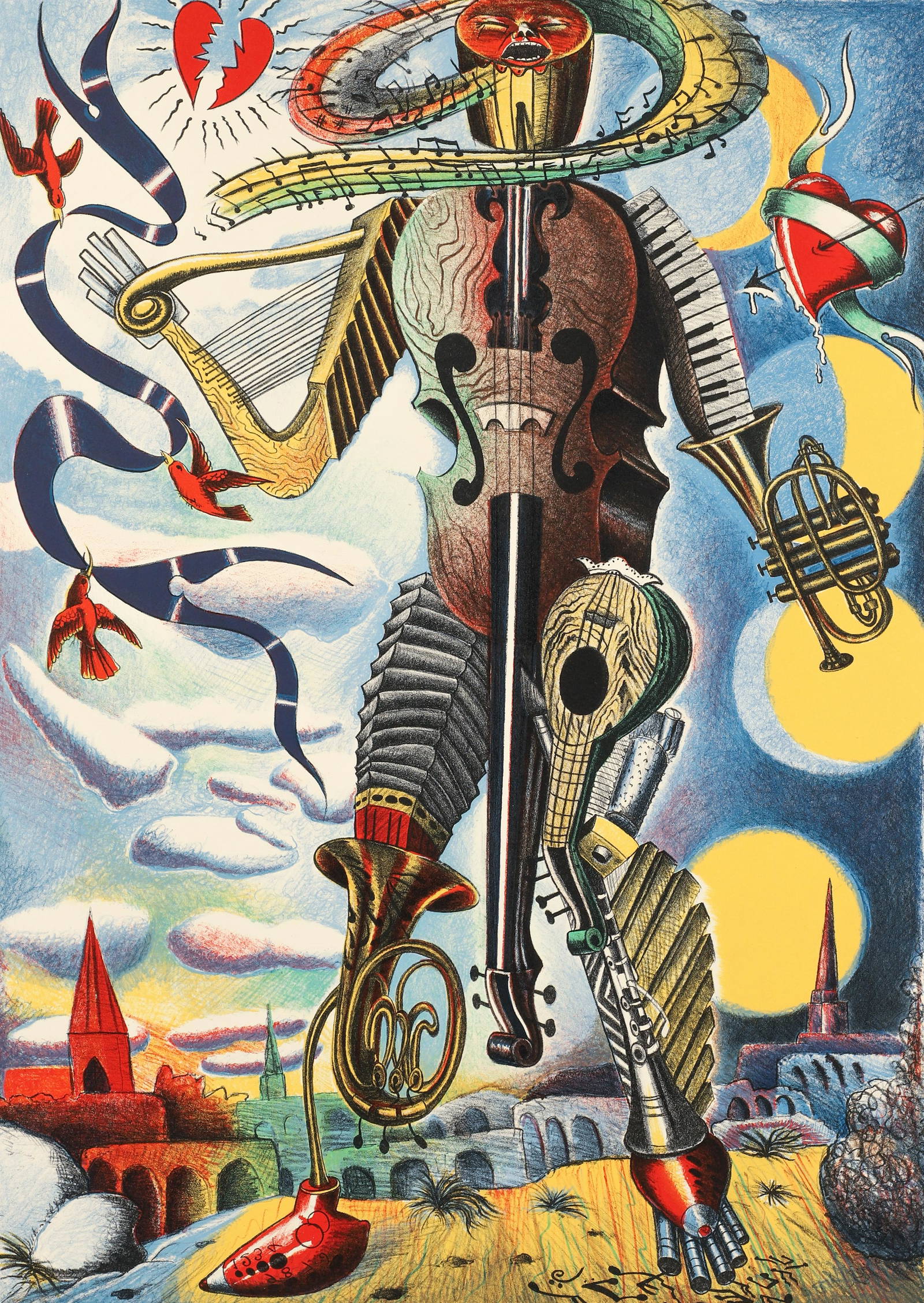 Nick Bubash Singer 1998 Surreal Lithograph Signed Auction