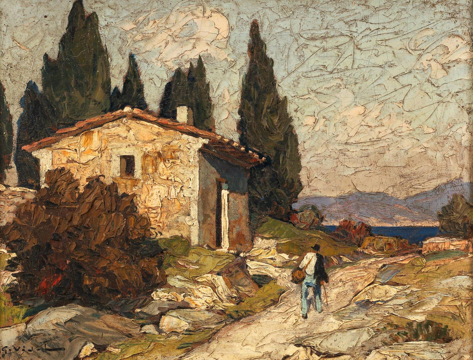 Georges Vidal Oil The Village Path Auction