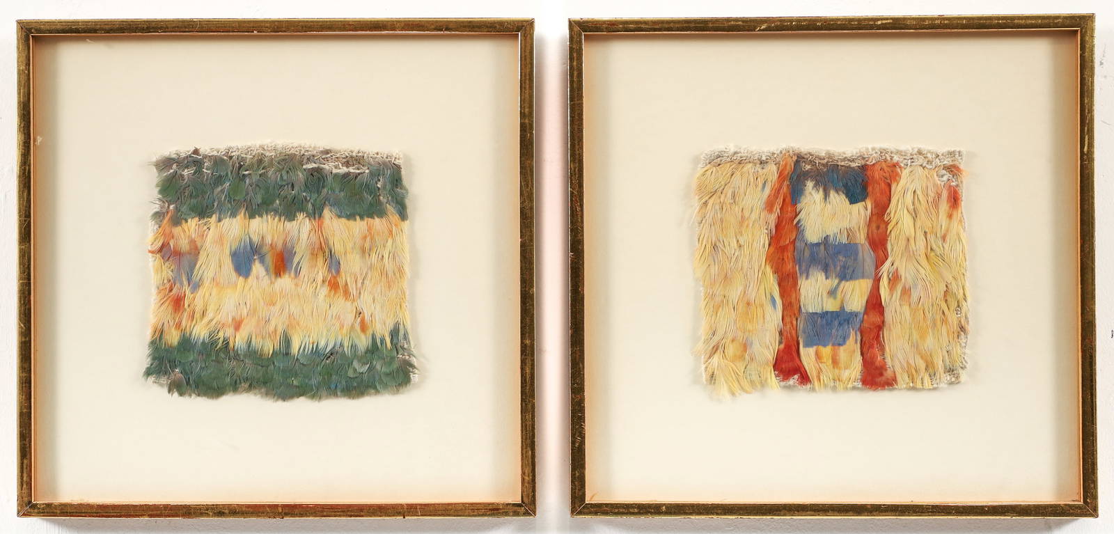 2 Framed Peruvian Nasca Feather Fabrics, Circa 800 Auction