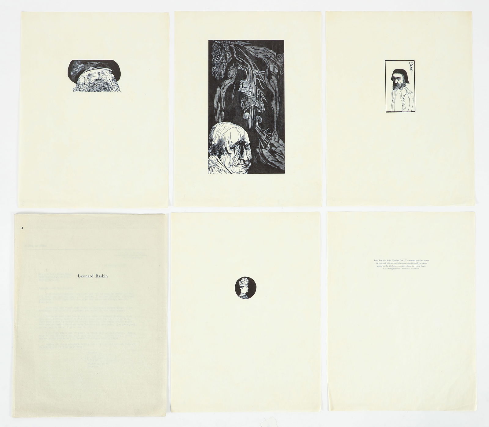 Leonard Baskin Peregrine Press Portfolio With 4 Etchings Auction