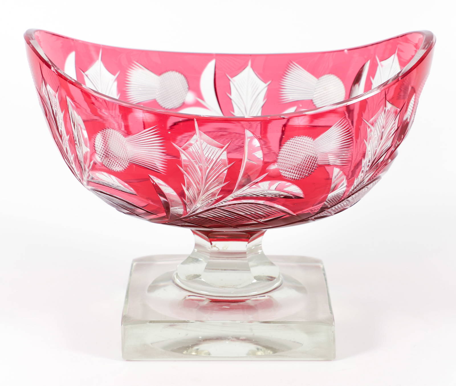 Steuben Cranberry Glass Thistle Pattern Bowl Auction