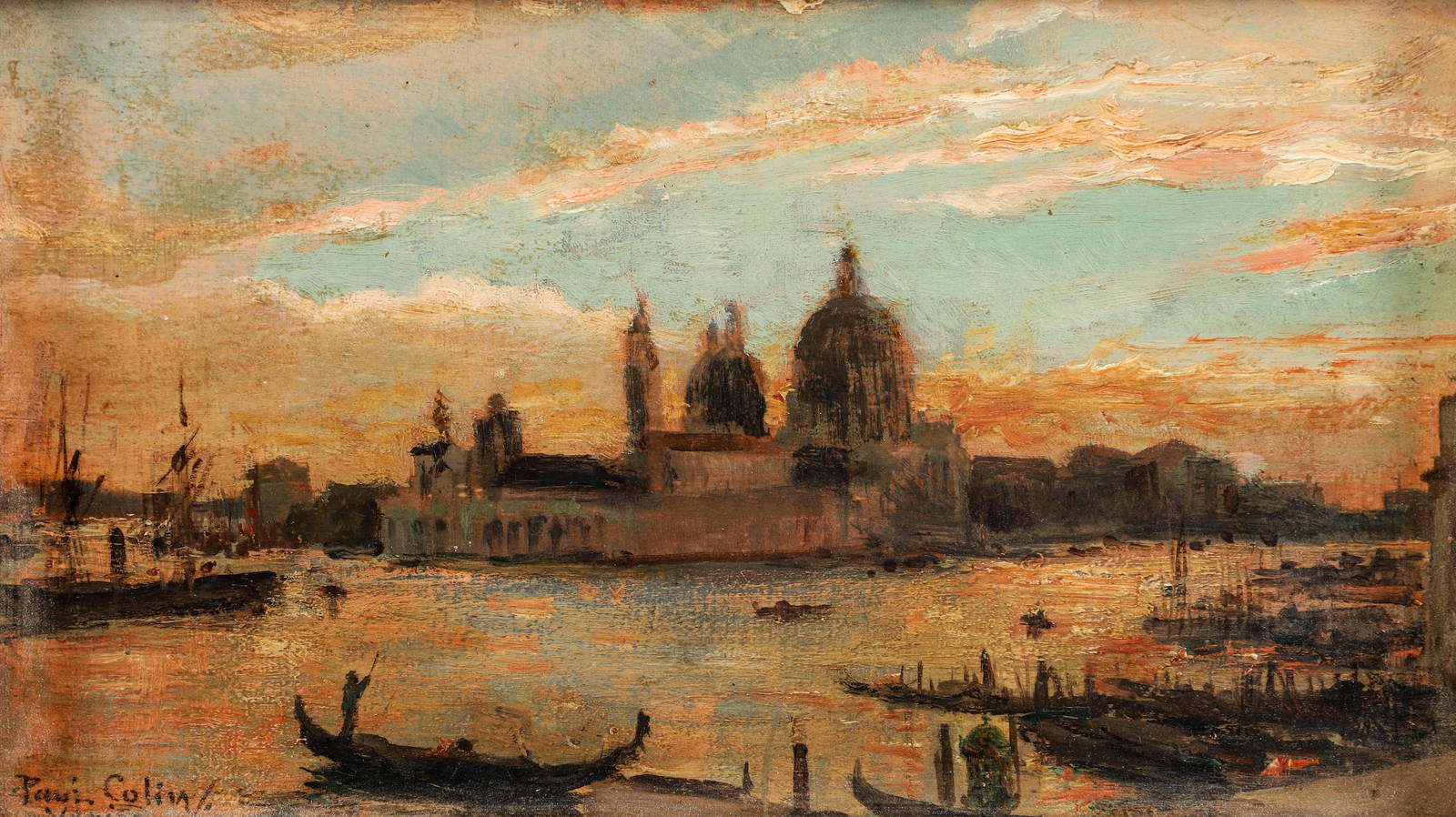 Paul Alfred Colin Oil On Board View Of Venice Auction