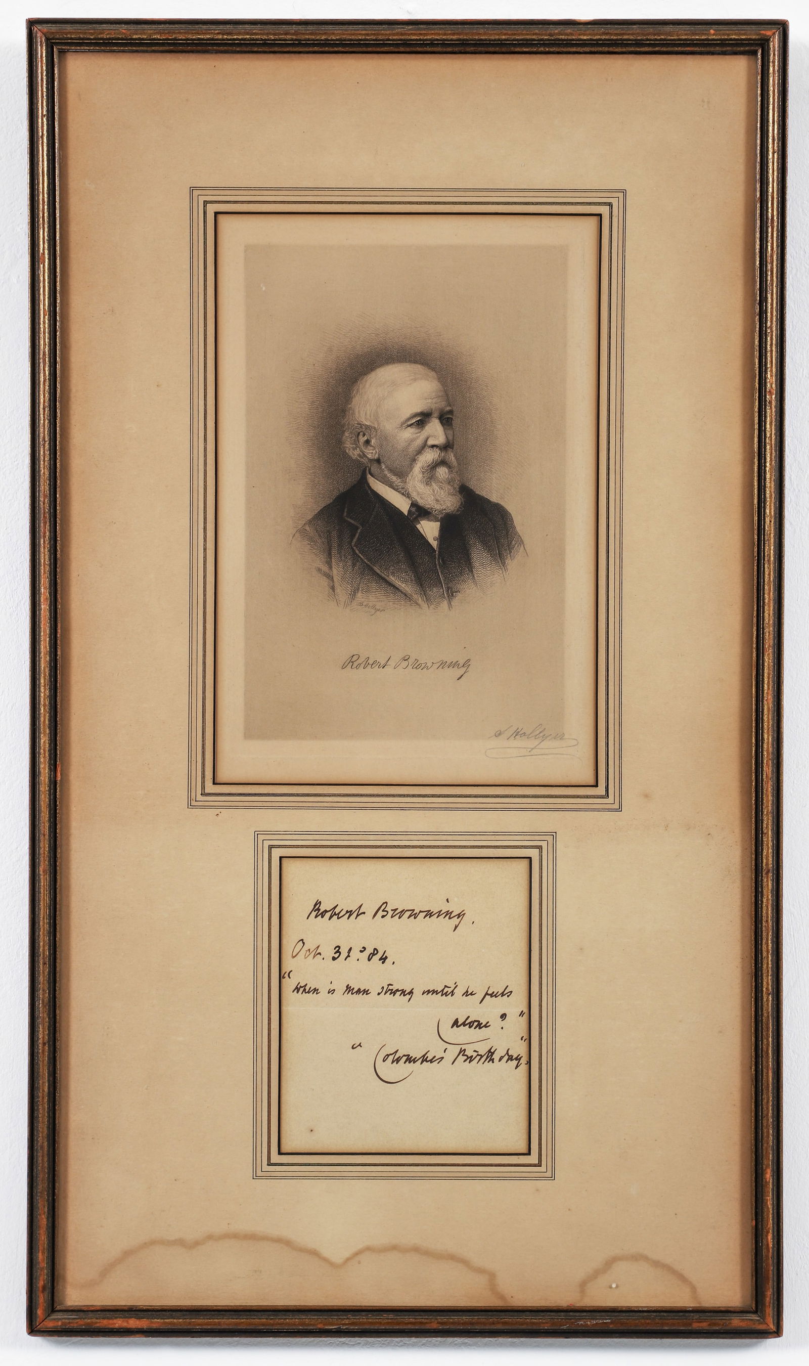 Robert Browning Autograph Note And Signed Engraving Auction