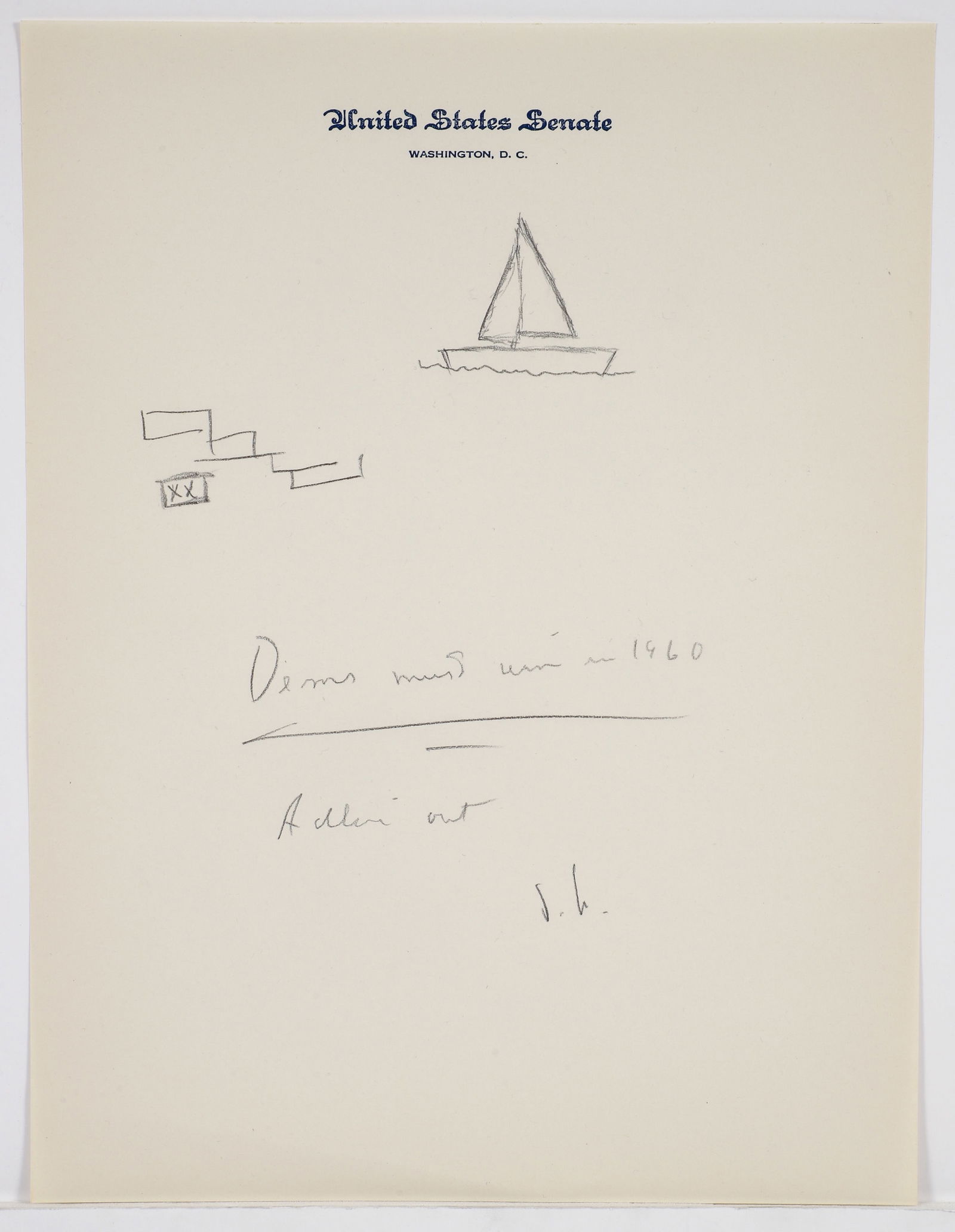 John F. Kennedy Signed Note And Doodle On Letterhead Auction