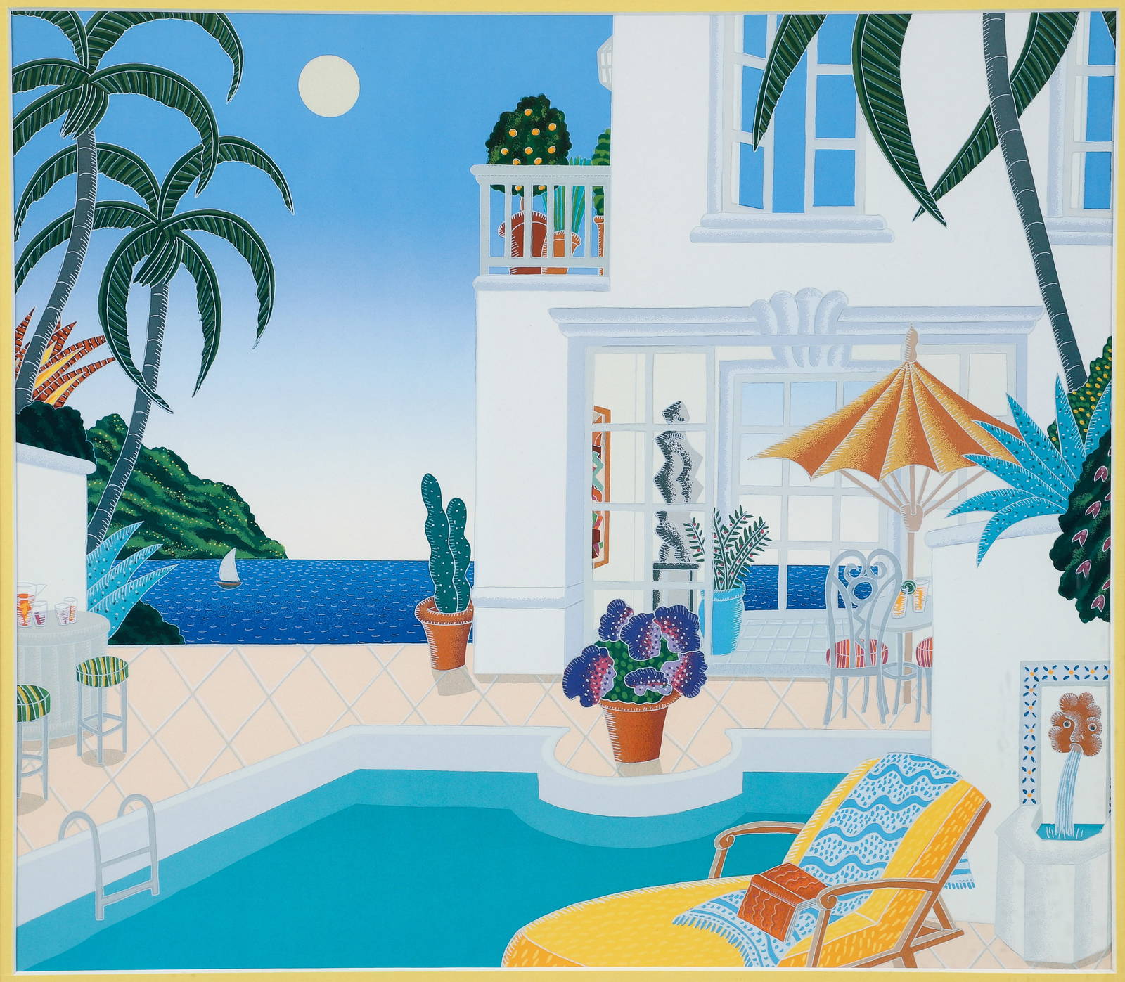 Thomas Mcknight Gulf Pool Offset Lithograph Framed Auction