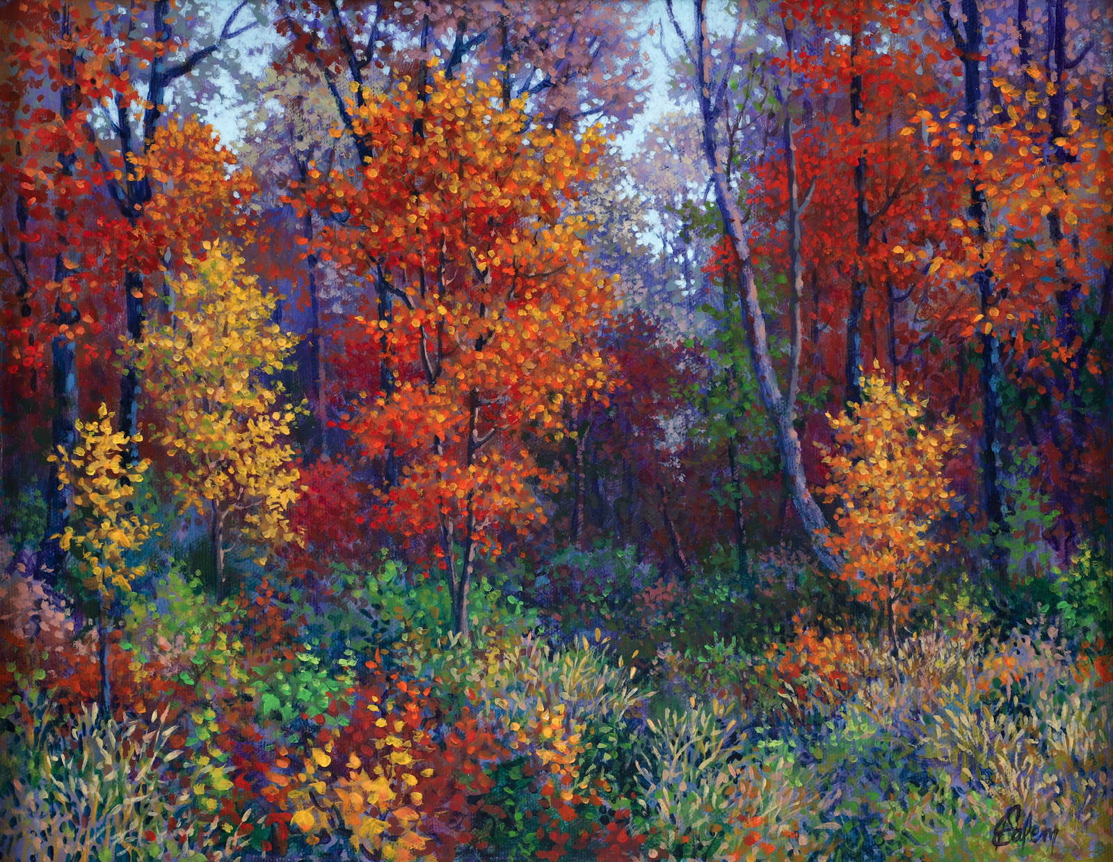 Jim Salem Oil On Canvas October Woodland Auction
