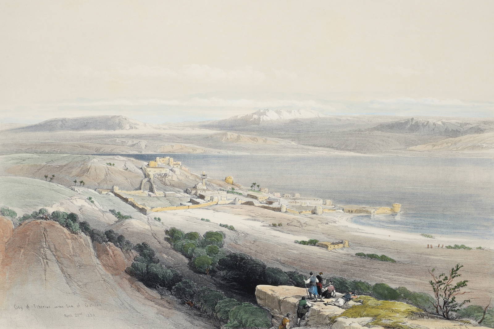 David Roberts Lithograph City Of Tiberius From The Sea Auction