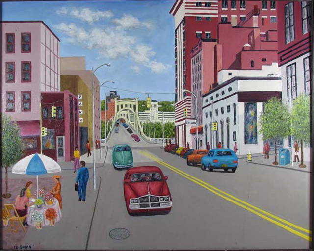 Ed Shean Ptg. Coming Into Pittsburgh On The 7th Street
