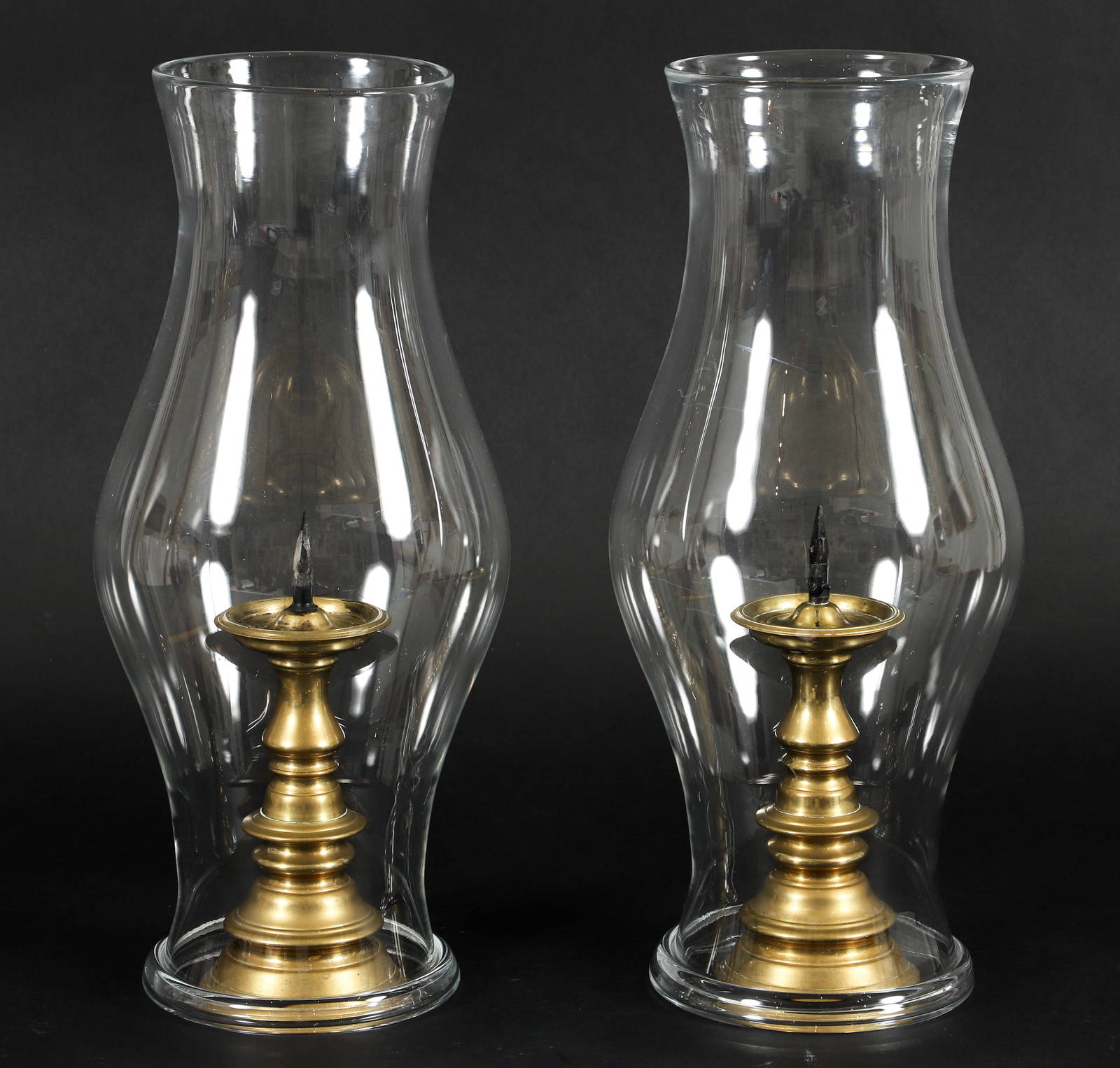 Pr Blenko For Colonial Williamsburg Hurricane Shades, Brass ...