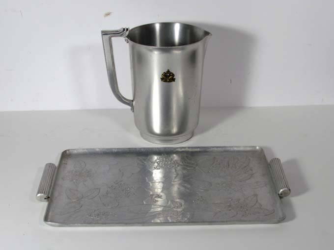 Art Deco/modern Aluminumware: Tray And Pitcher