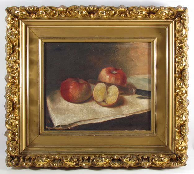 Charles Walz painting "Still Life of Apples and Knife"