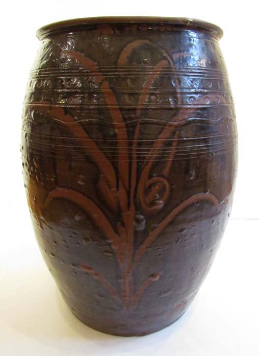 Large Ceramic Vase with Abstract Glazed Decoration