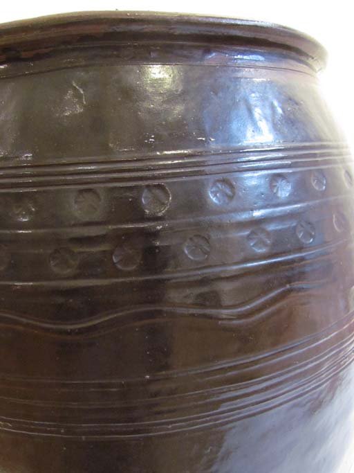 Large Ceramic Vase with Abstract Glazed Decoration