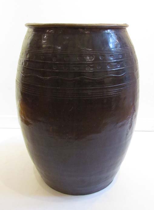 Large Ceramic Vase with Abstract Glazed Decoration