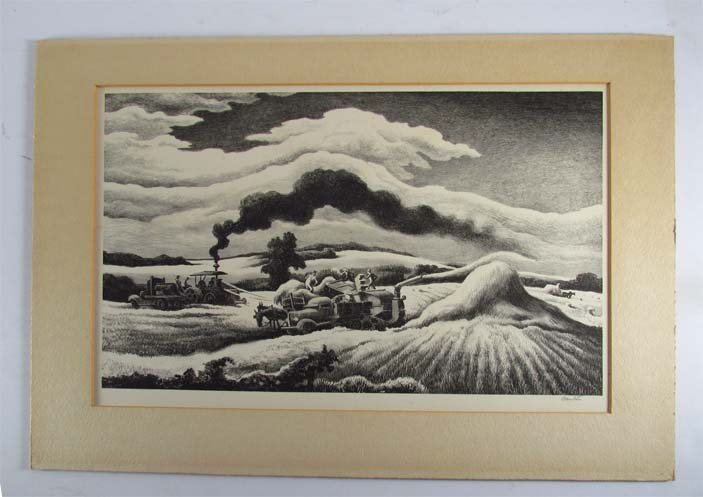 Thomas Hart Benton signed litho "Threshing"