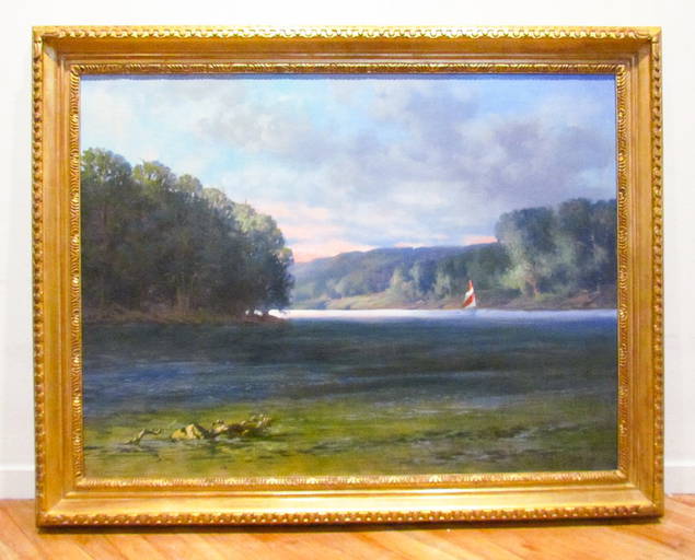 James Sulkowski Painting Pa. Lake With Sailboat