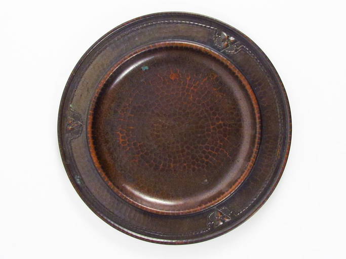 Roycroft Plate, Hand Hammered Copper Plate With Tooled