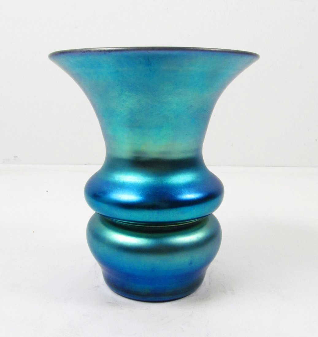 Blue Aurene Steuben Art Glass Vase