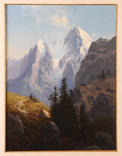 Carl Millner's "hiker In The Alps" Oil Painting