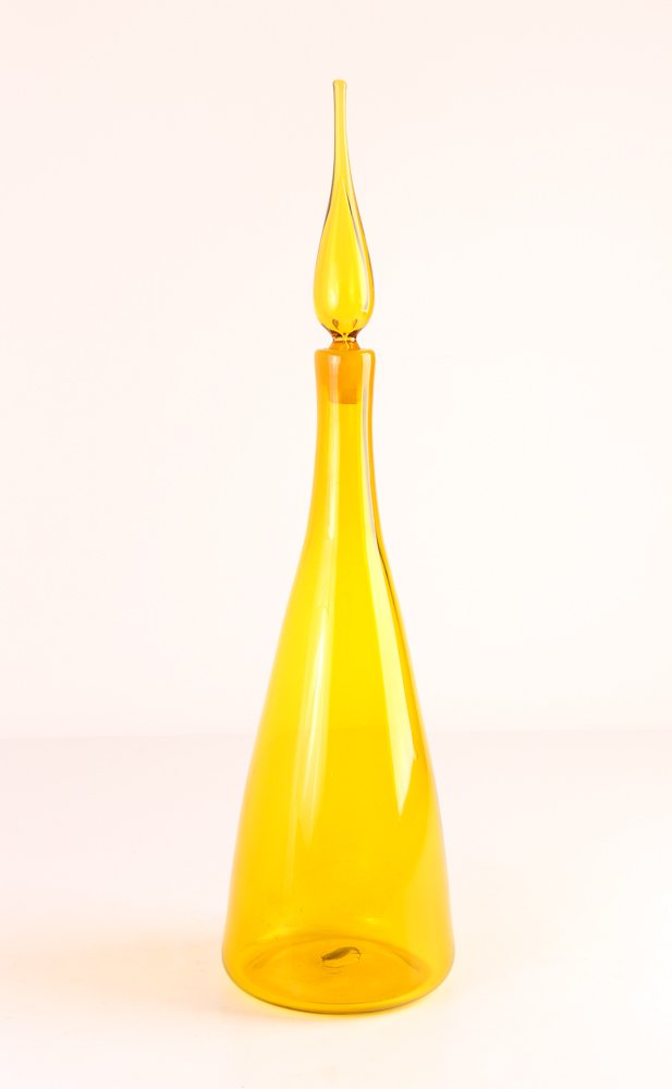 Yellow Blenko Glass Genie Bottle Floor Vase