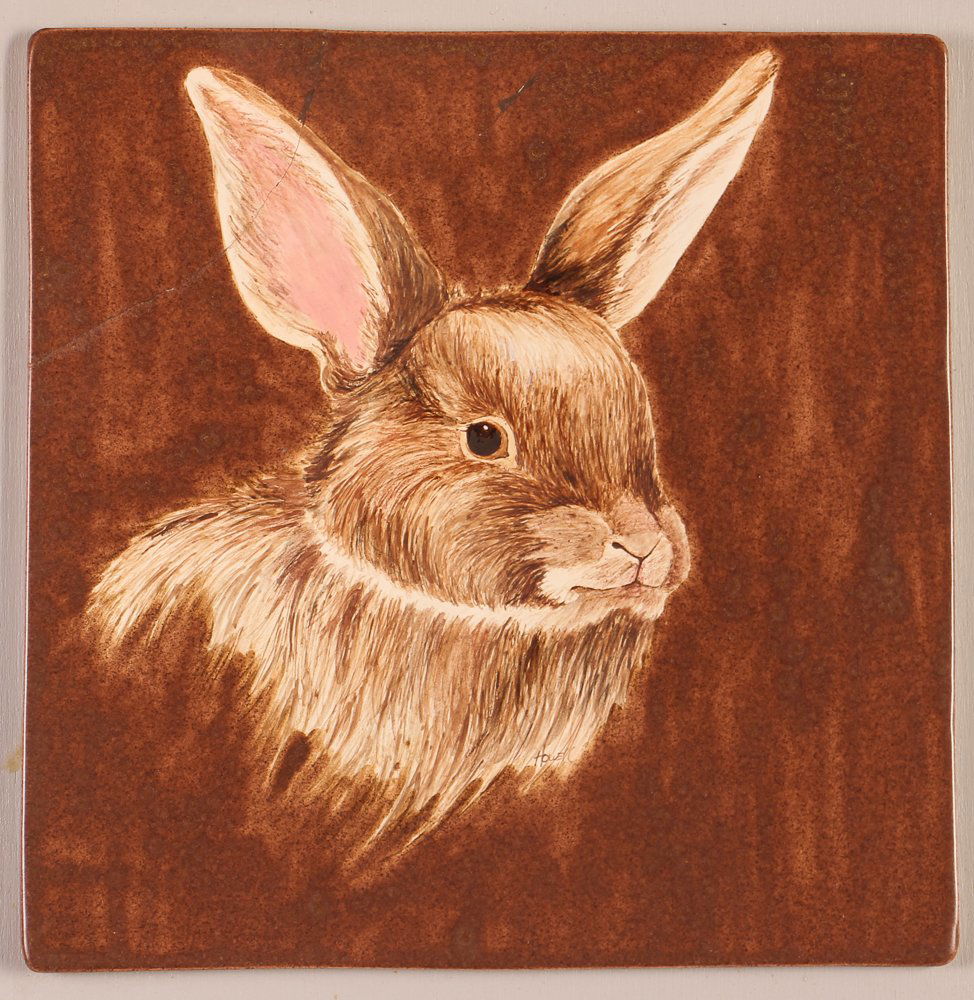 Karen Howell painted tile "Rabbit"