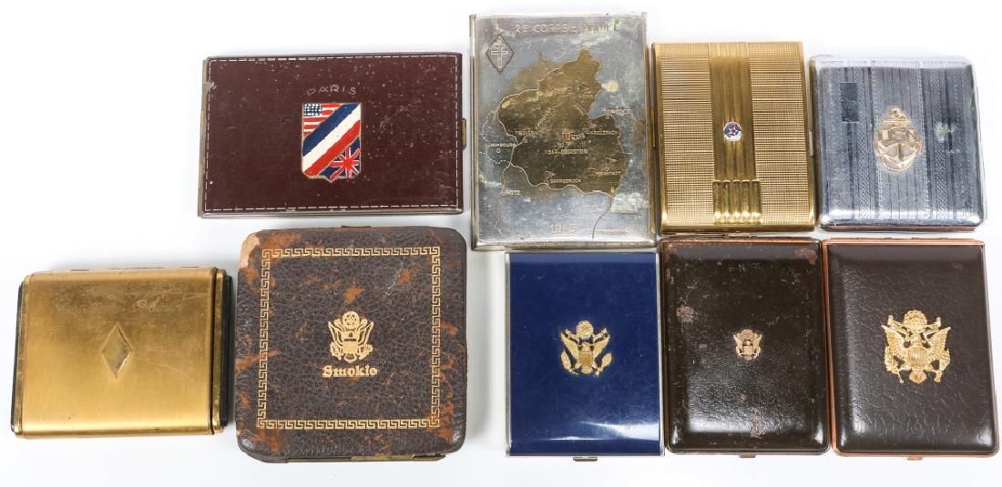 WWII US MILITARY CIGARETTE CASE LOT OF 9