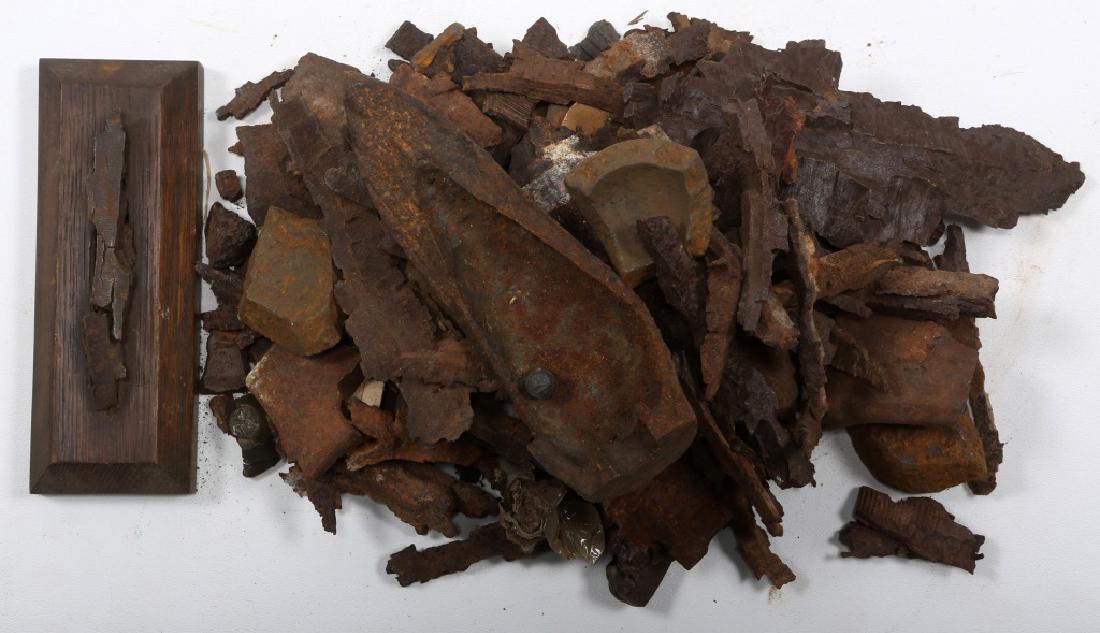 WWI BOMB FRAGMENTS AND DISPLAY LOT OF 25LB