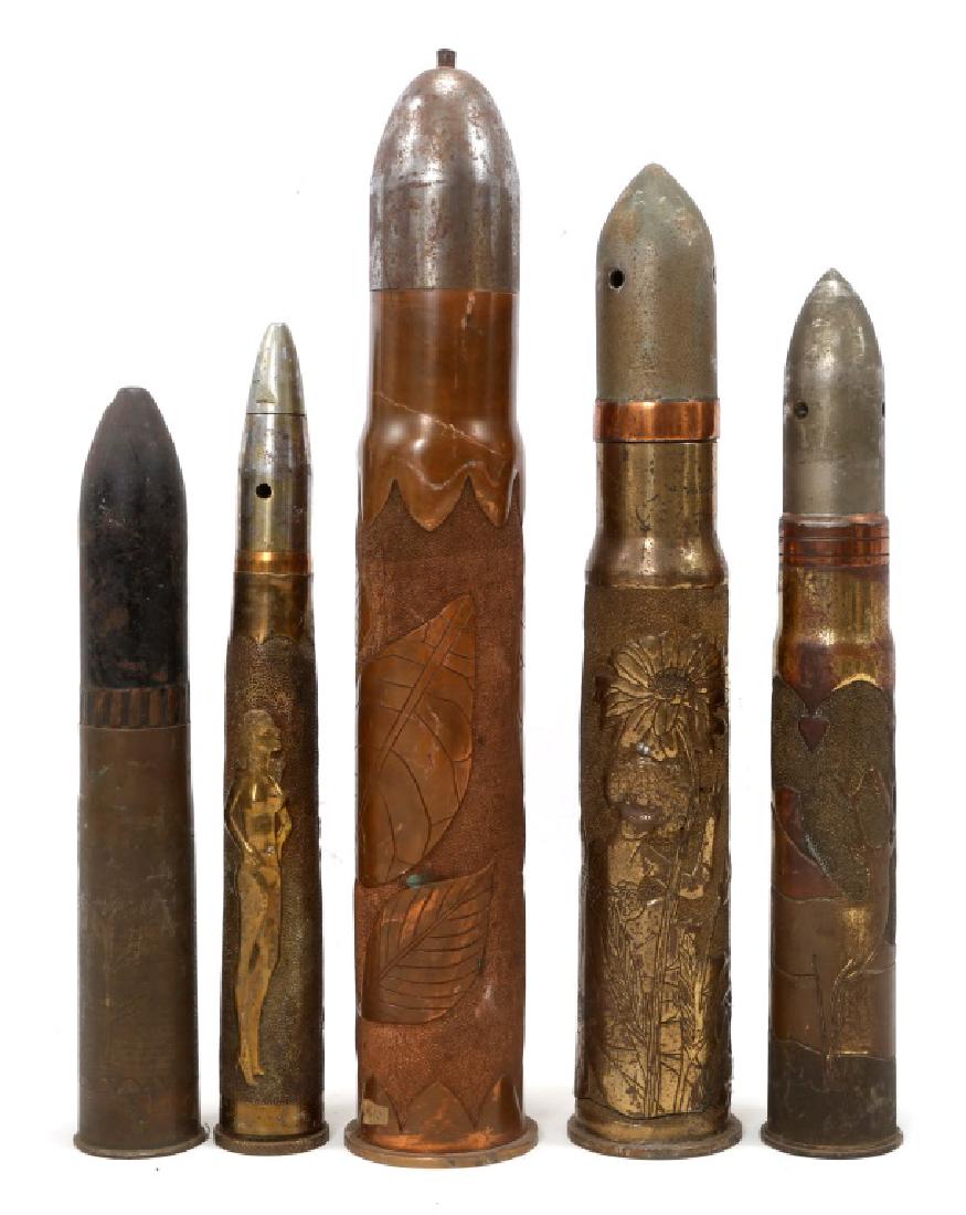 WWI SHELL TRENCH ART LOT OF 5