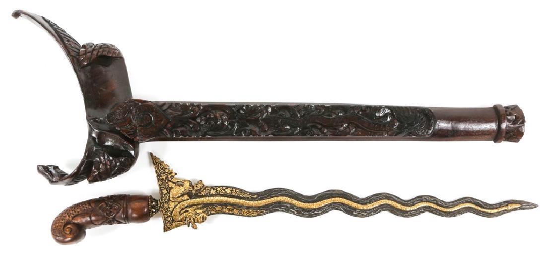 INDONESIAN KRIS SWORD WITH NAGA RELIEF