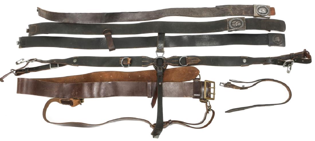 WWII GERMAN BELTS & COMBAT SUSPENDERS MIXED LOT