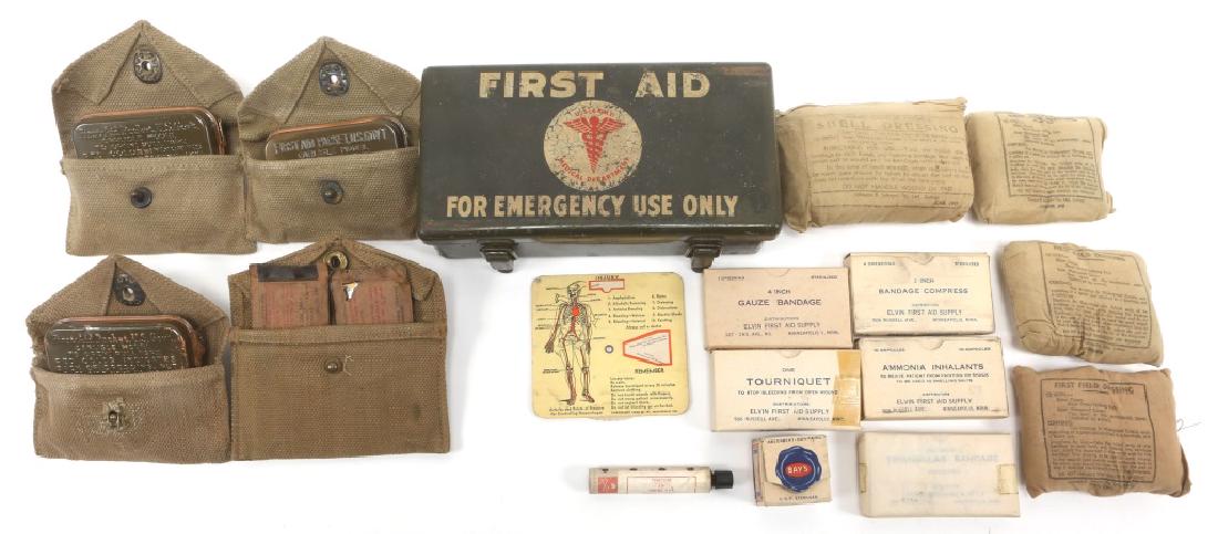 Wwii Us Army First Aid Kit Case & Pouch Mixed Lot