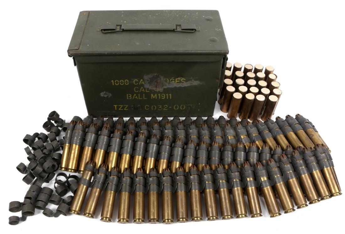 US M9 LINKED BLANK M2 AMMO & 12 GAUGE BRASS ROUNDS