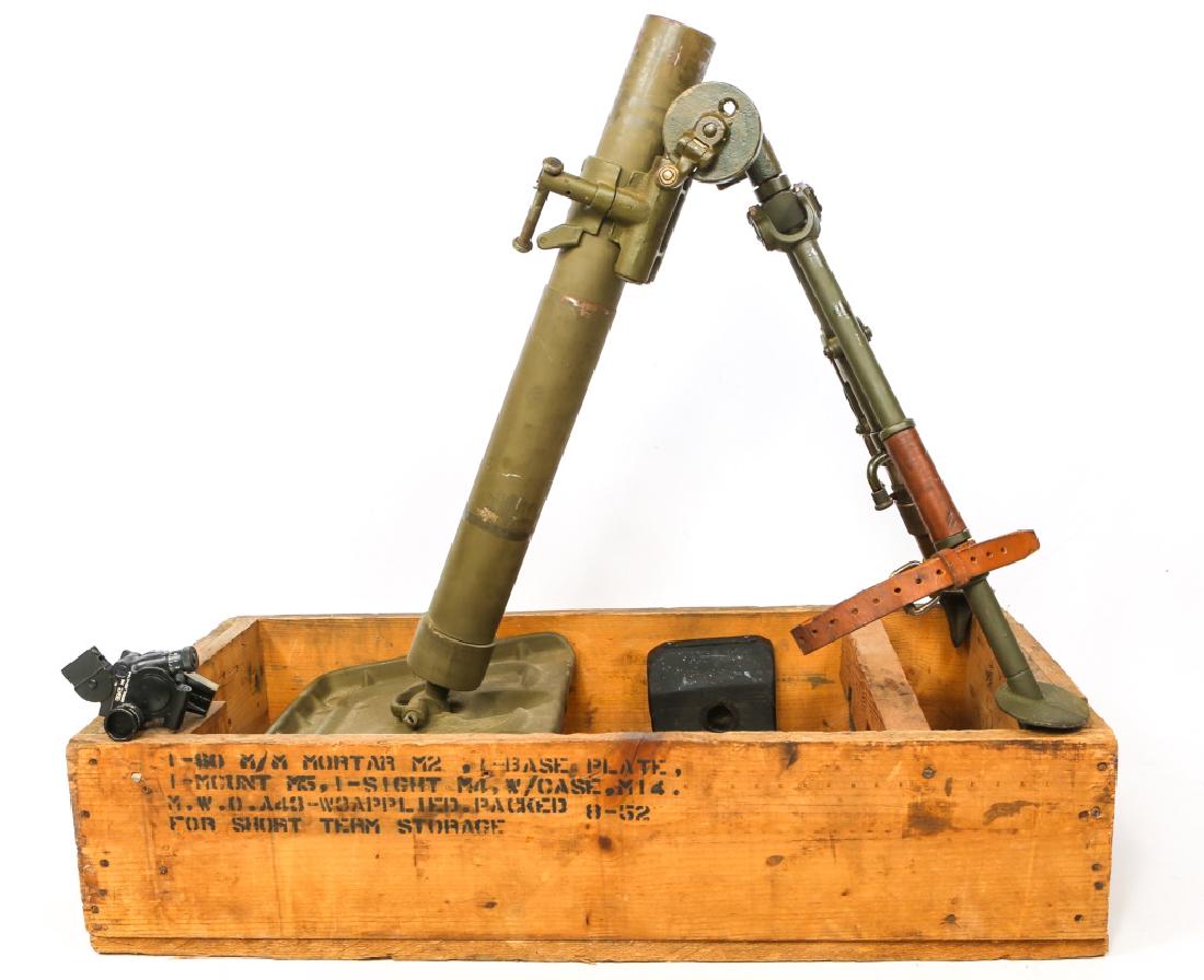 Us Wwii M5 60mm Demilled Mortar With Mount