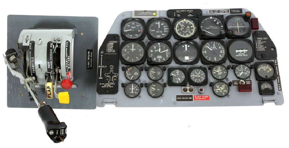 T 28 C Trojan Aircraft Instrument Panel & Throttle