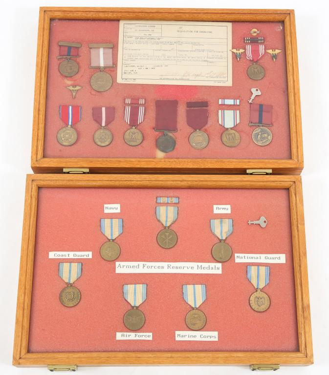 Wwii Us Medals In Wooden Display Cases