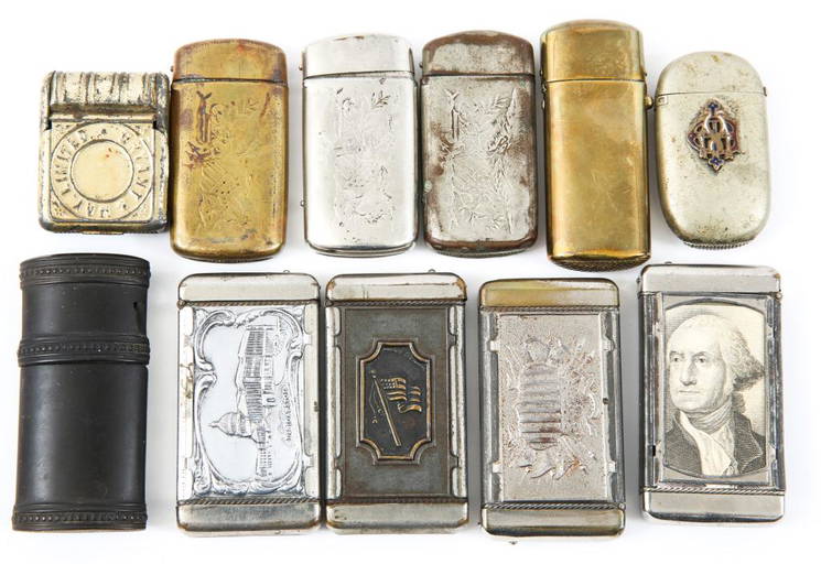 Vintage Brass & Metal Matchbook Case Holder Lot