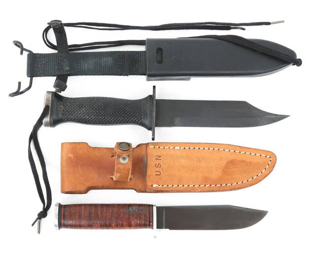 Usn Navy Western Utility & Mk3 Mod 0 Knife Lot