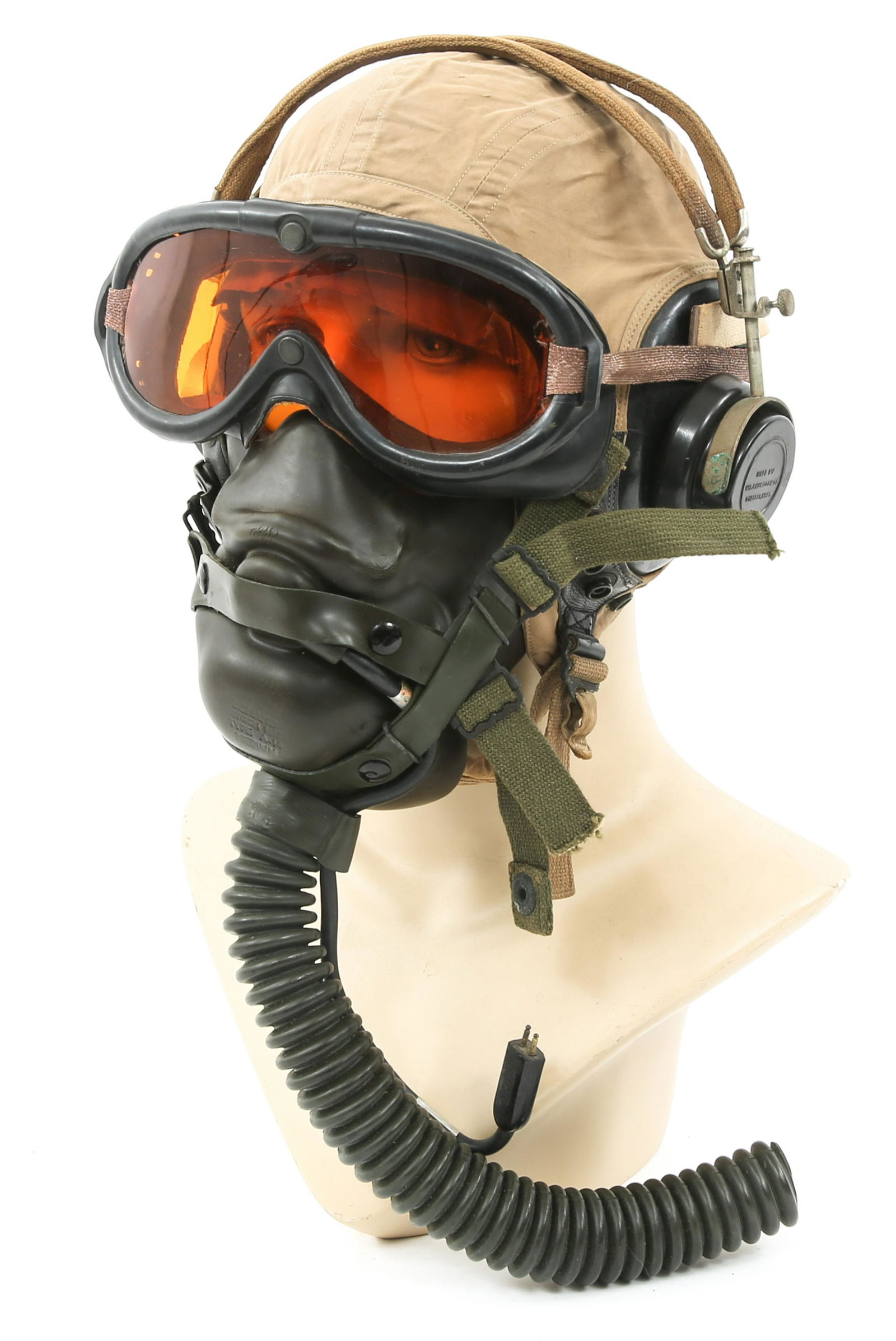 Wwii Usaaf Flight Helmet Goggles & Oxygen Mask Lot