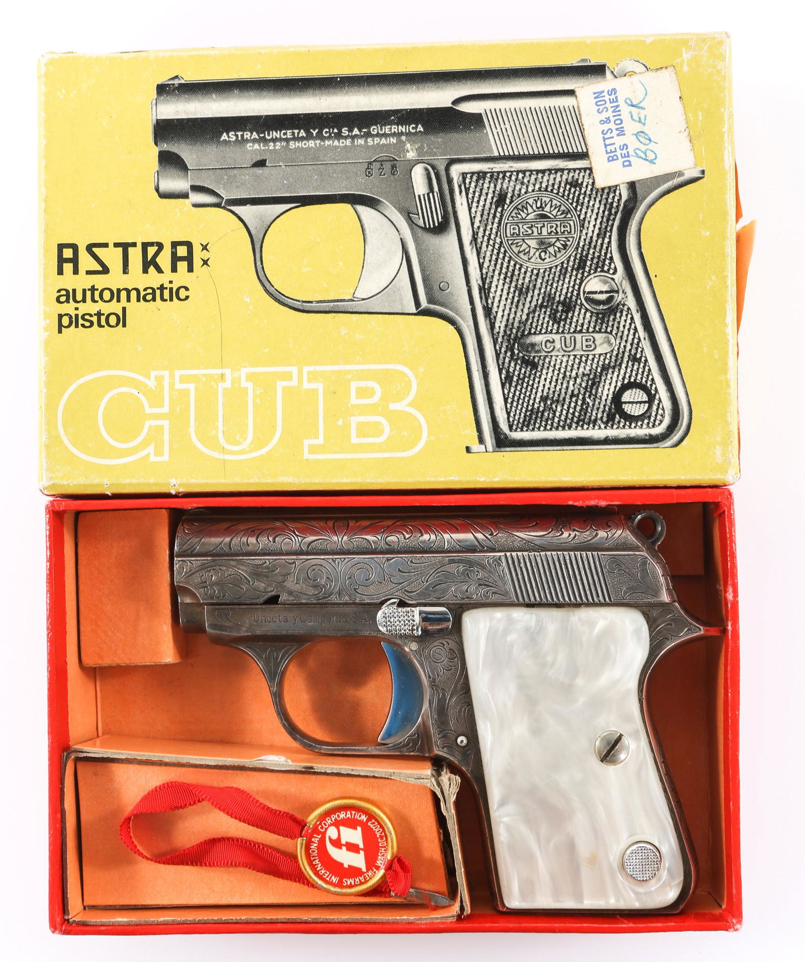 Factory Engraved Astra Cub .25cal Semi Auto Pistol