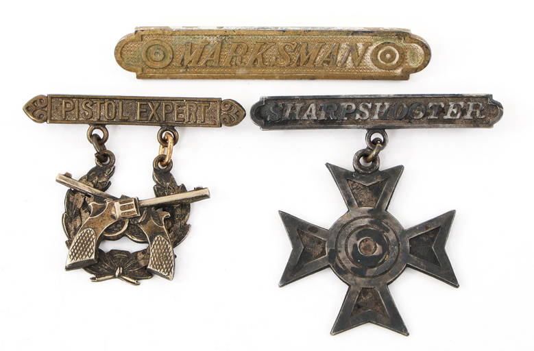 Span Am Wwi Usmc Marksman & Pistol Expert Badges