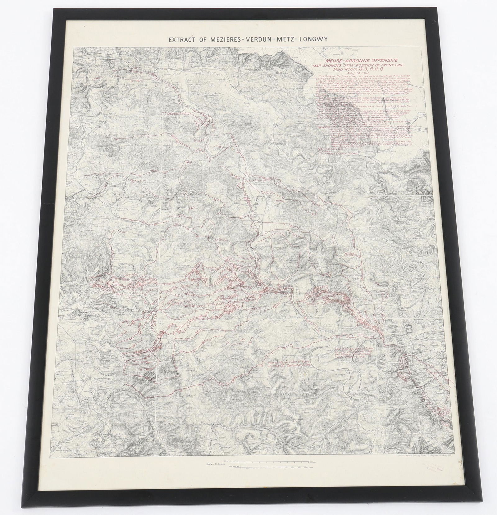 Wwi Meuse Argonne Offensive Front Line Us War Map