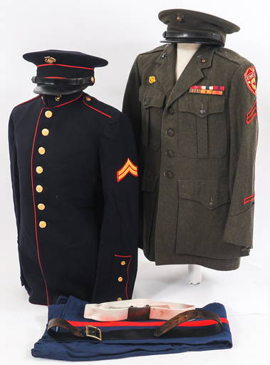Wwii Usmc Nco Dress Blues & Service Alpha Uniforms