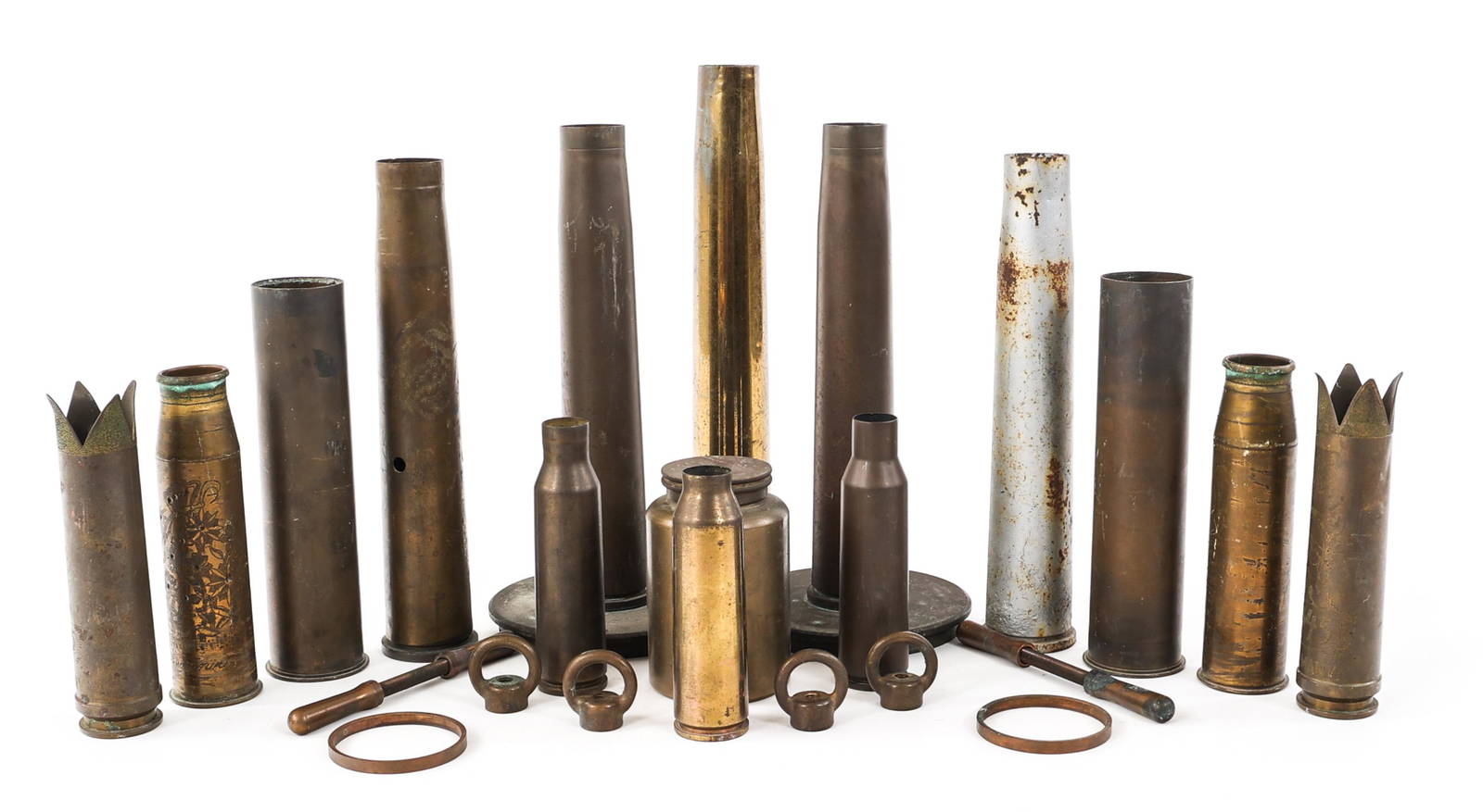 Wwii German & Us Artillery Shell Trench Art Auction