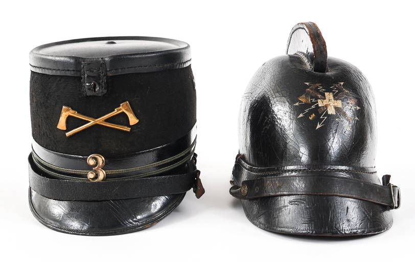19th C. Wwi Swiss Fireman Helmet & Shako