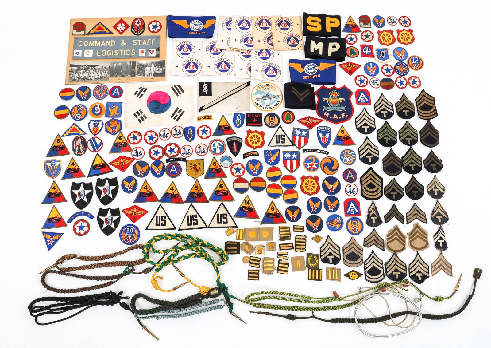 Wwii Us Army Shoulder Patch & Armband Lot Auction