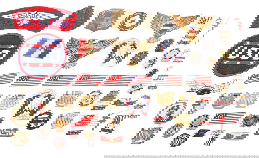 Wwii Us Army Uso & Auxiliary Service Insignia