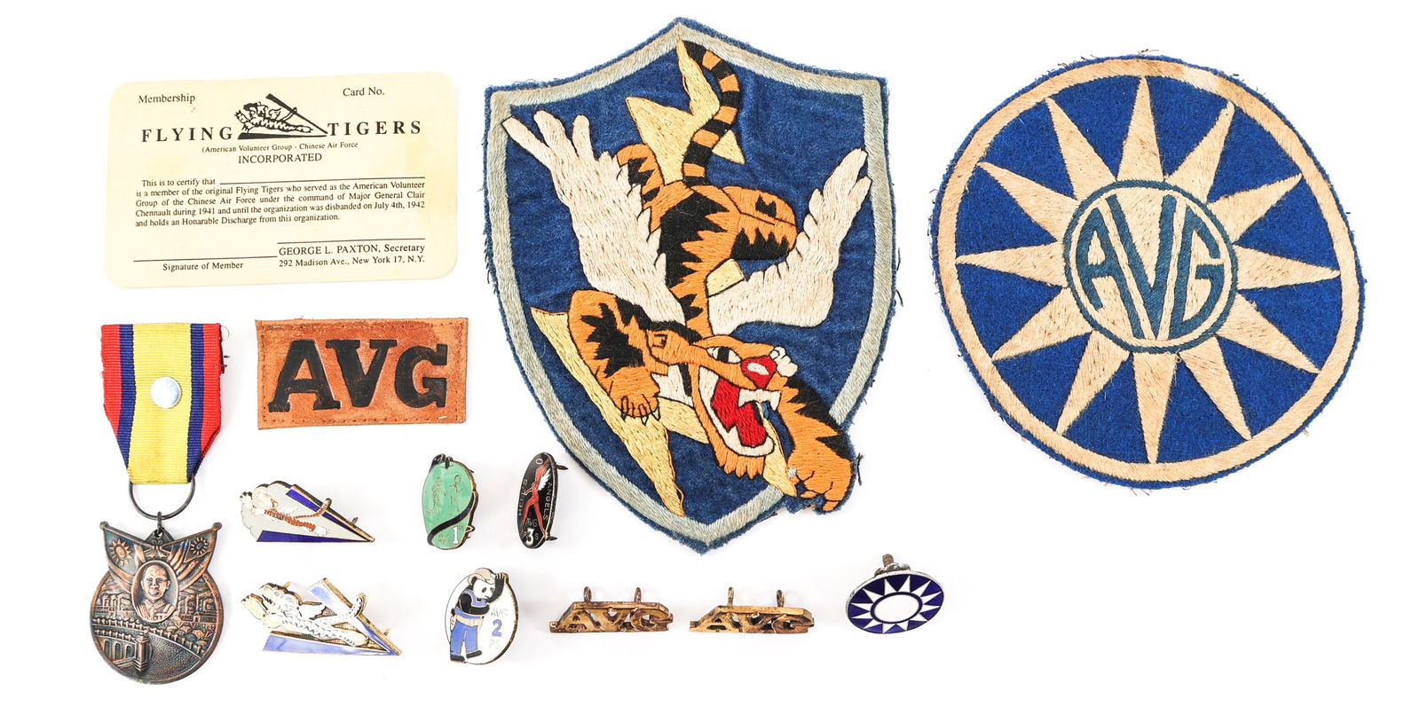 Wwii Us Flying Tiger Avg Patches & Insignia Auction
