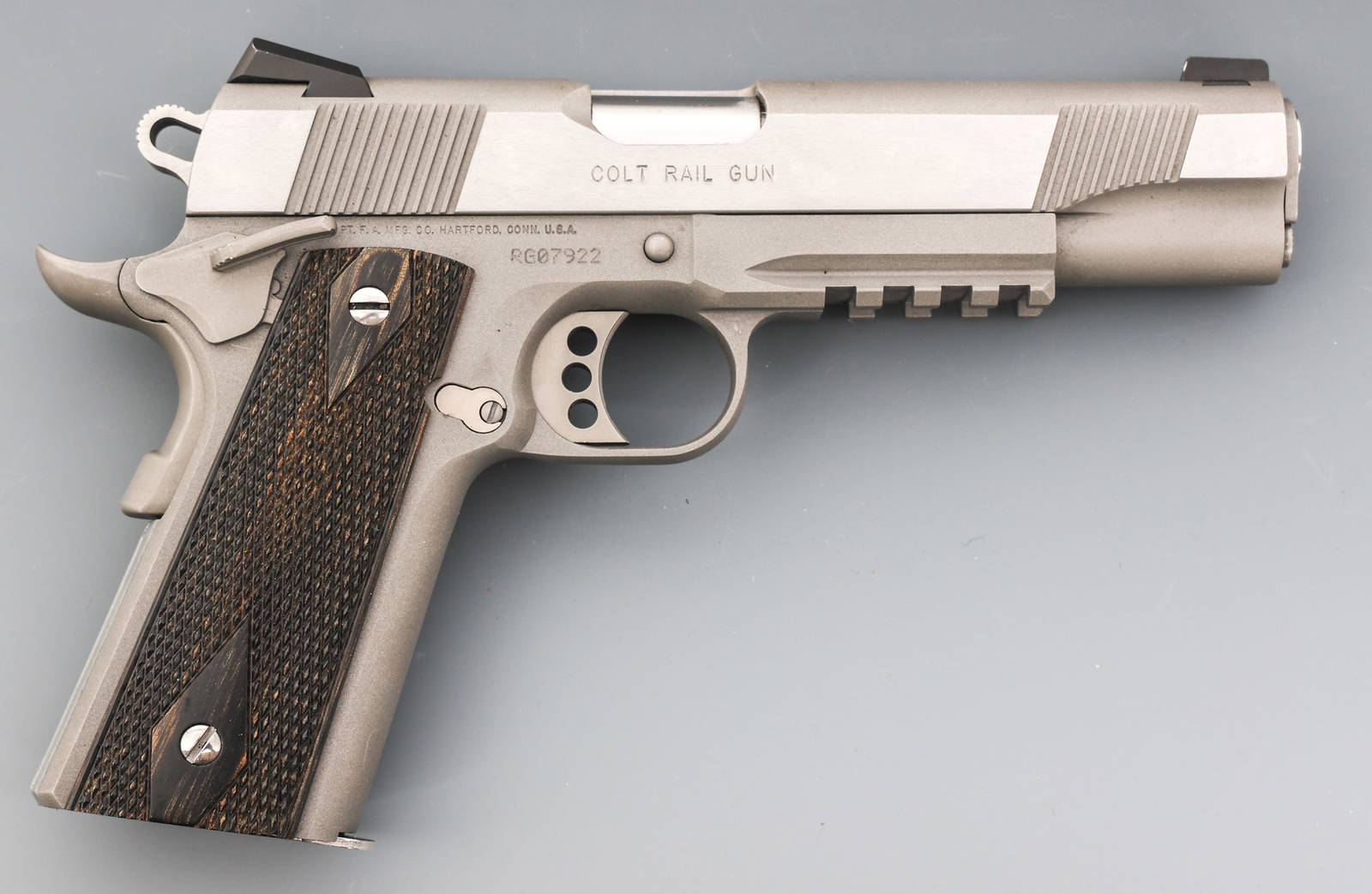 Colt Government Model Rail Gun .45 Acp Cal Pistol Auction