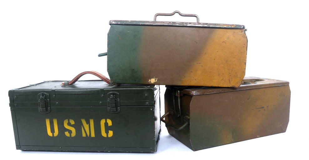 Wwii German Ammo Cases And Usmc Rifleman Case
