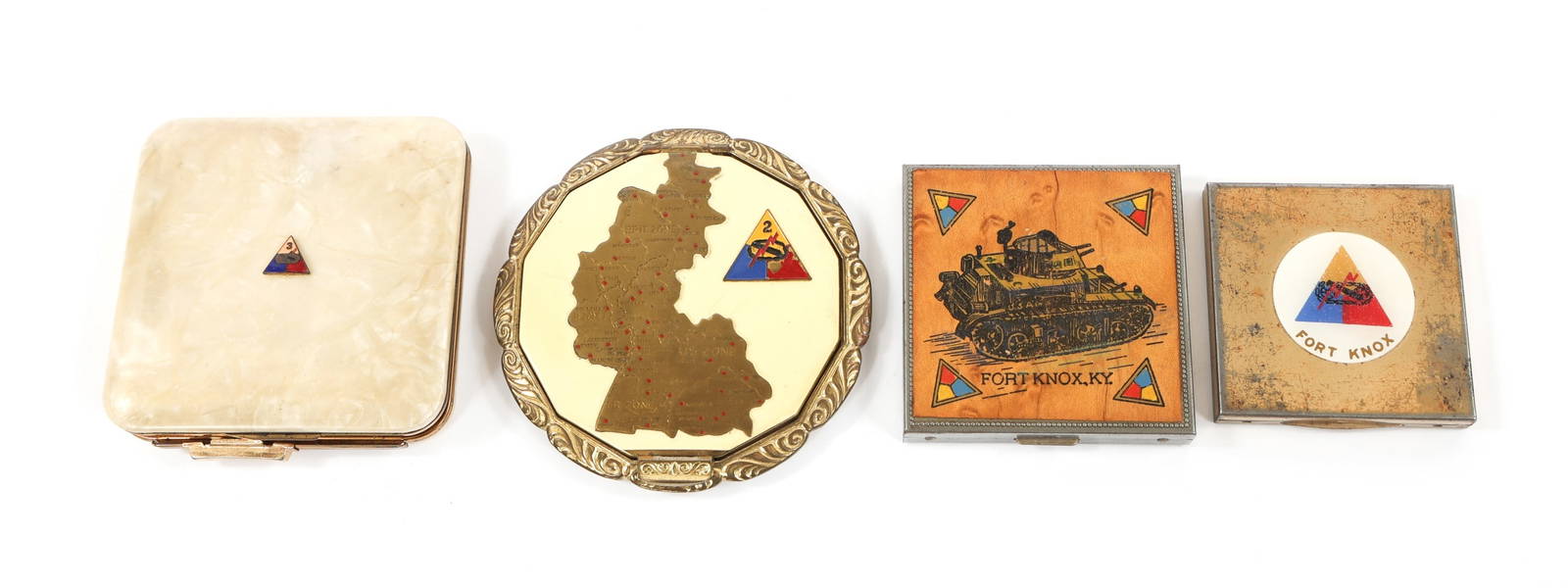 Wwii - Post War Armored Corps Sweetheart Compacts Auction